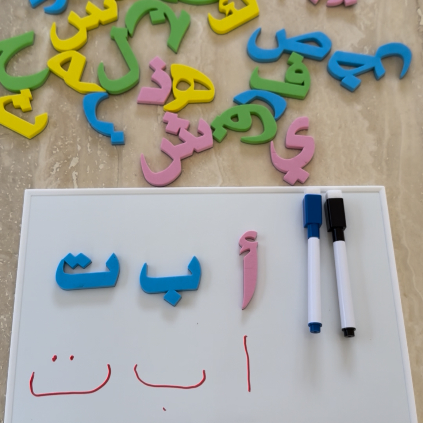Magnetic Arabic Alphabet Set with Wipe-Clean Writing Board – Fun Educa